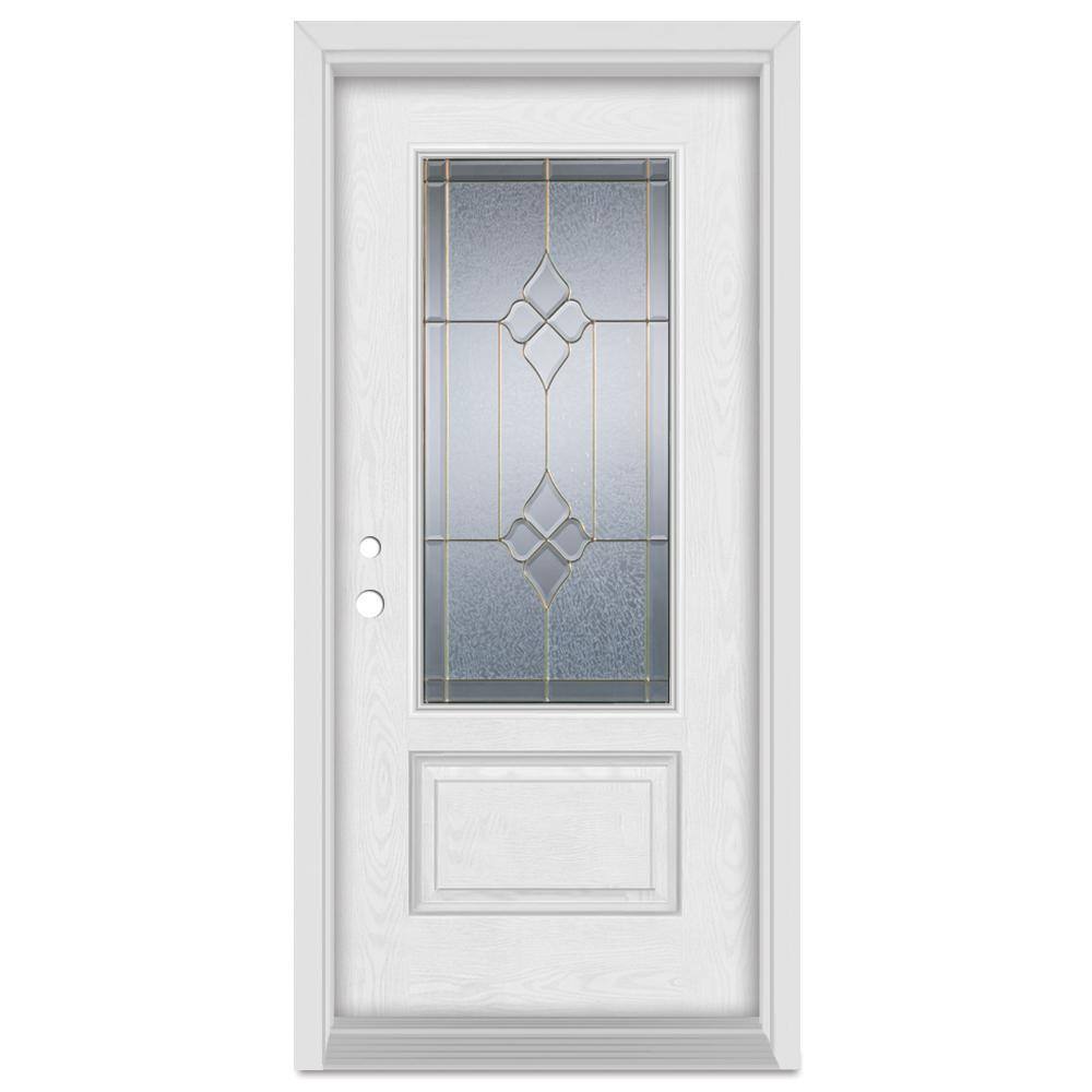 Stanley Doors 36 in. x 80 in. Geometric Right-Hand 3/4 Lite Brass ...