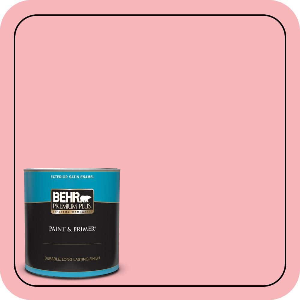 BEHR PREMIUM PLUS 1 qt. #130A-3 Ballerina Pink Satin Enamel Exterior ...