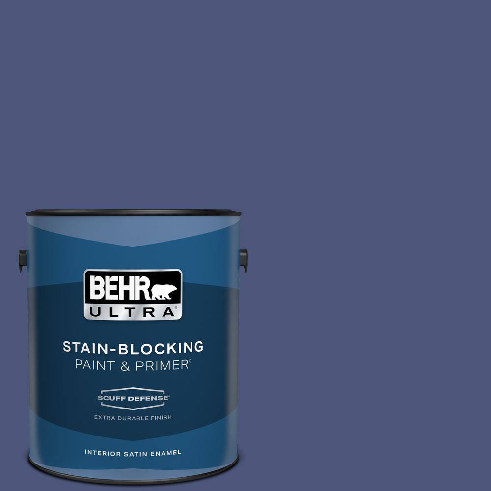 BEHR ULTRA 1 gal. #620D-7 Deep Indigo Extra Durable Satin Enamel ...