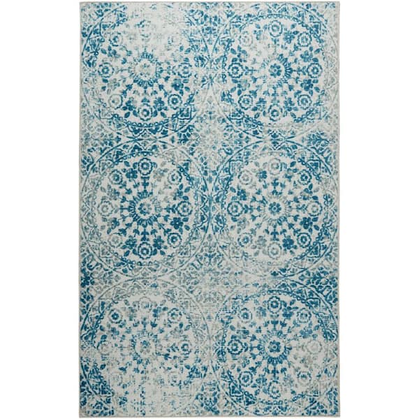 Mohawk Home Juniper Blue 10 ft. x 14 ft. Medallion Area Rug 054579 ...