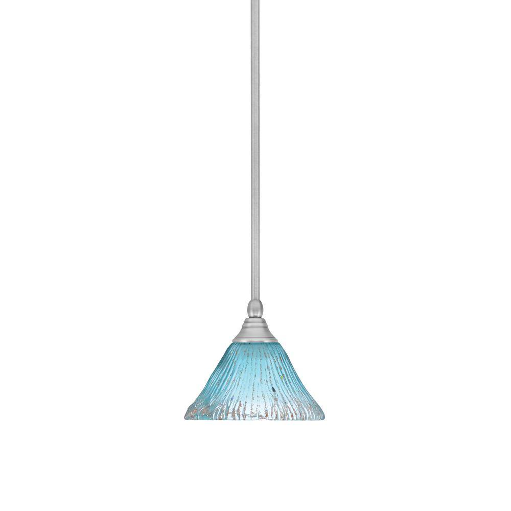 Sparta 100-Watt 1-Light Brushed Nickel Shaded Pendant Light Mini ...