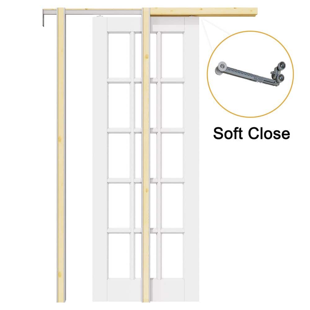 ARK DESIGN 30 in. x 80 in. 15-Lite Clear Glass Primed Solid Core Glass ...