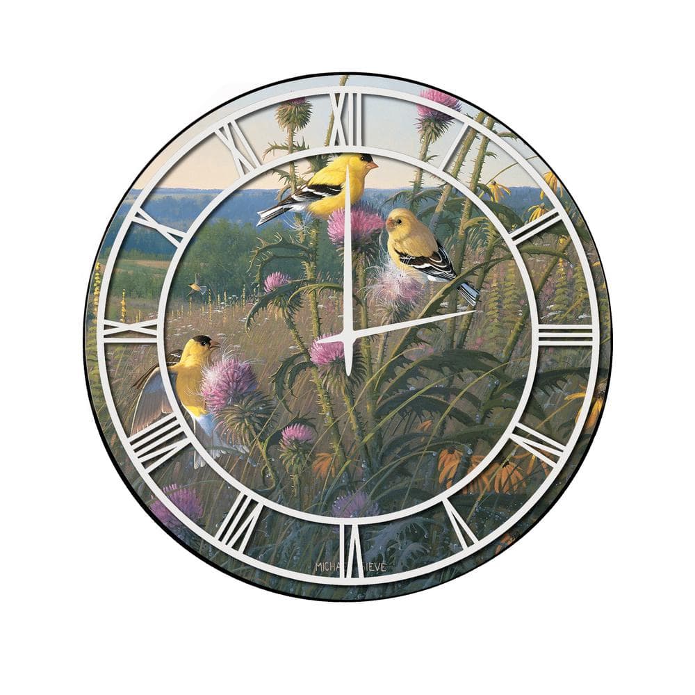 "Golden Meadow" Full Coverage Art and White Numbers Imaged Wall Clock ...