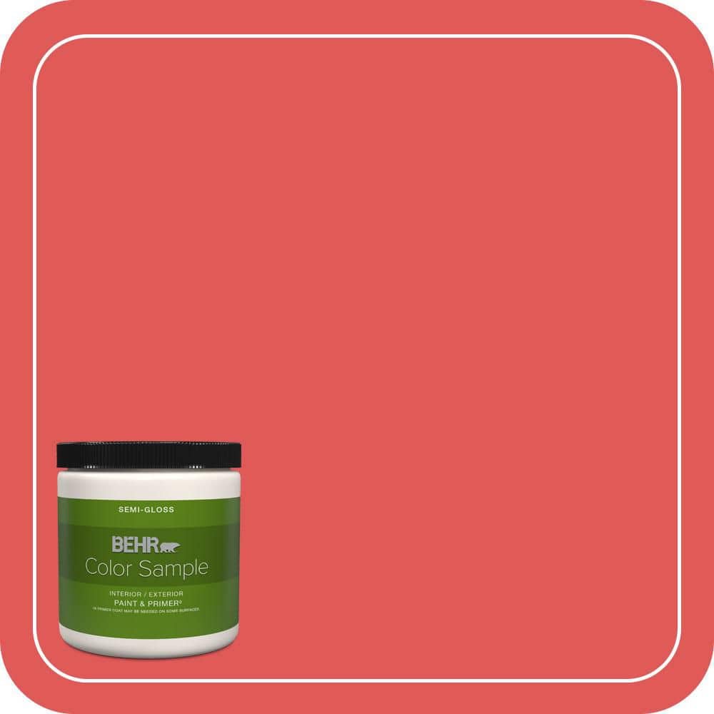 BEHR PREMIUM PLUS 8 oz. #150B-6 Firecracker Semi-Gloss Interior ...