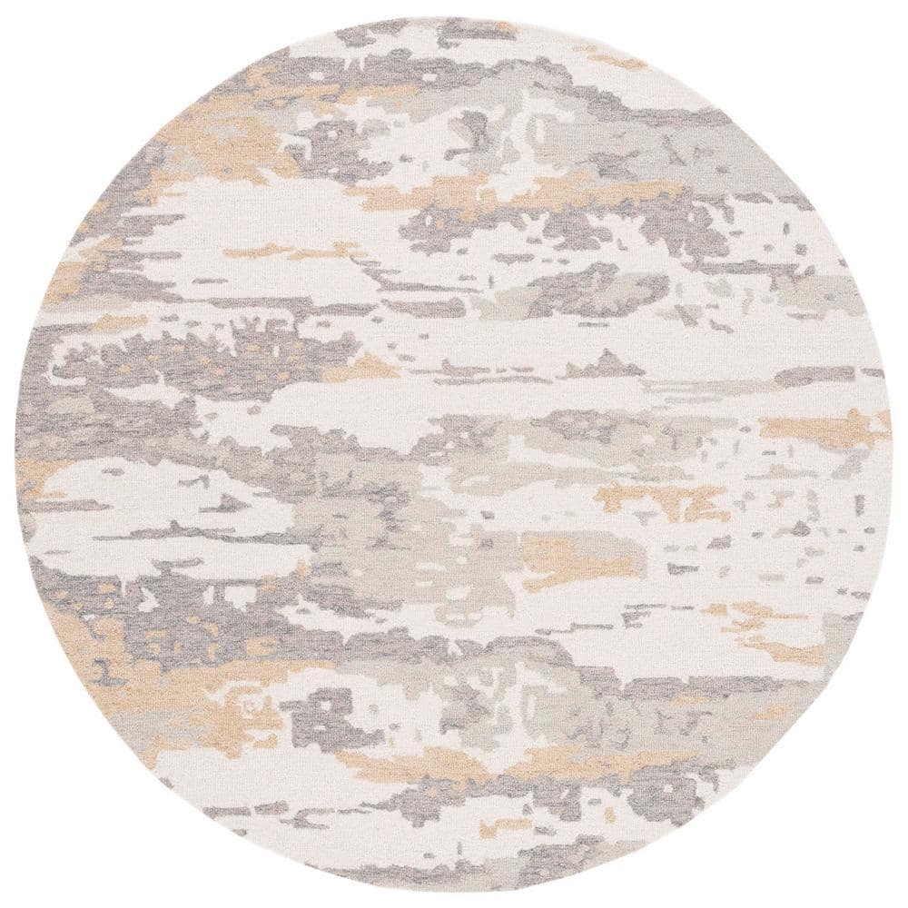 SAFAVIEH Abstract Ivory/Gray Sky 6 ft. x 6 ft. Round Area Rug ABT465F ...