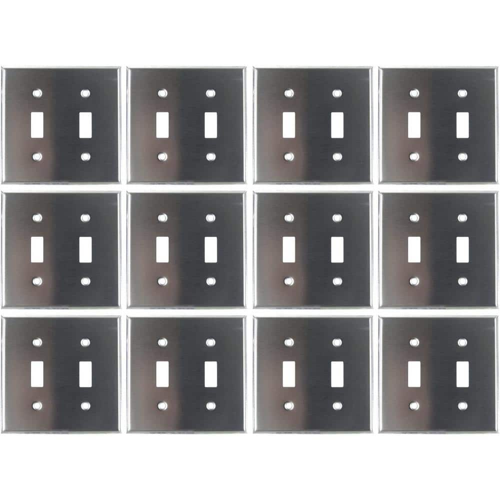 Sunlite 2-Gang Silver 1-Toggle/1-Switch Plastic Wall Plate (12-Pack ...
