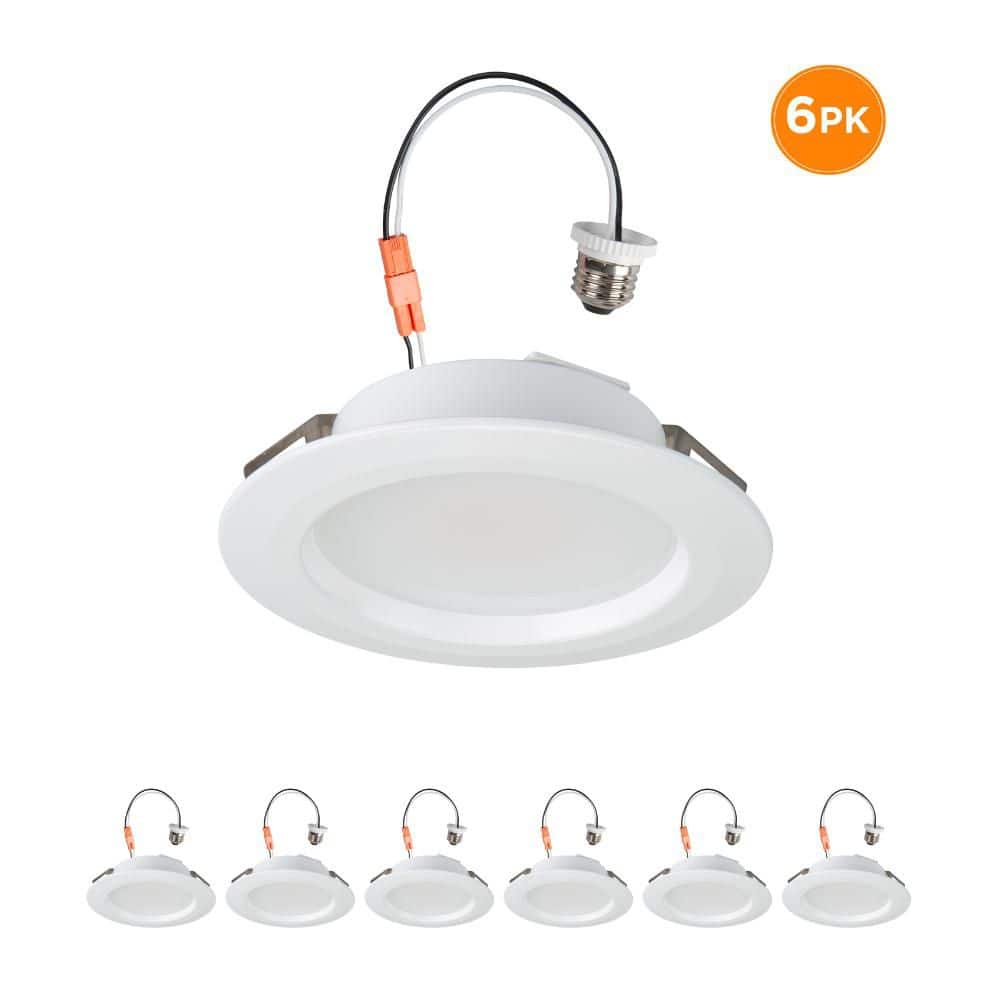 ETI LIGHTING 4 in. Retrofit 2700K-5000K Remodel Integrated LED Recessed Light Trim Downlight ...