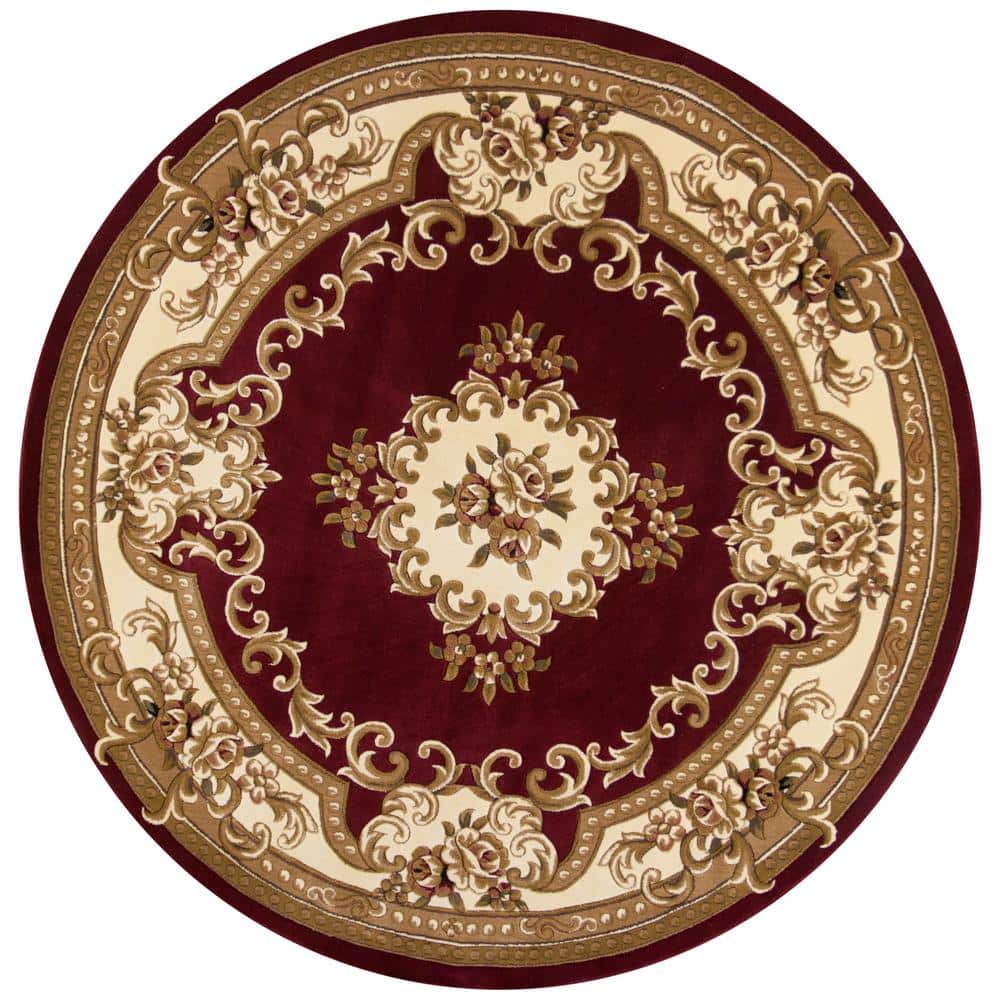 MILLERTON HOME Traditional Morrocan Red/Ivory 8 ft. x 8 ft. Round Area ...