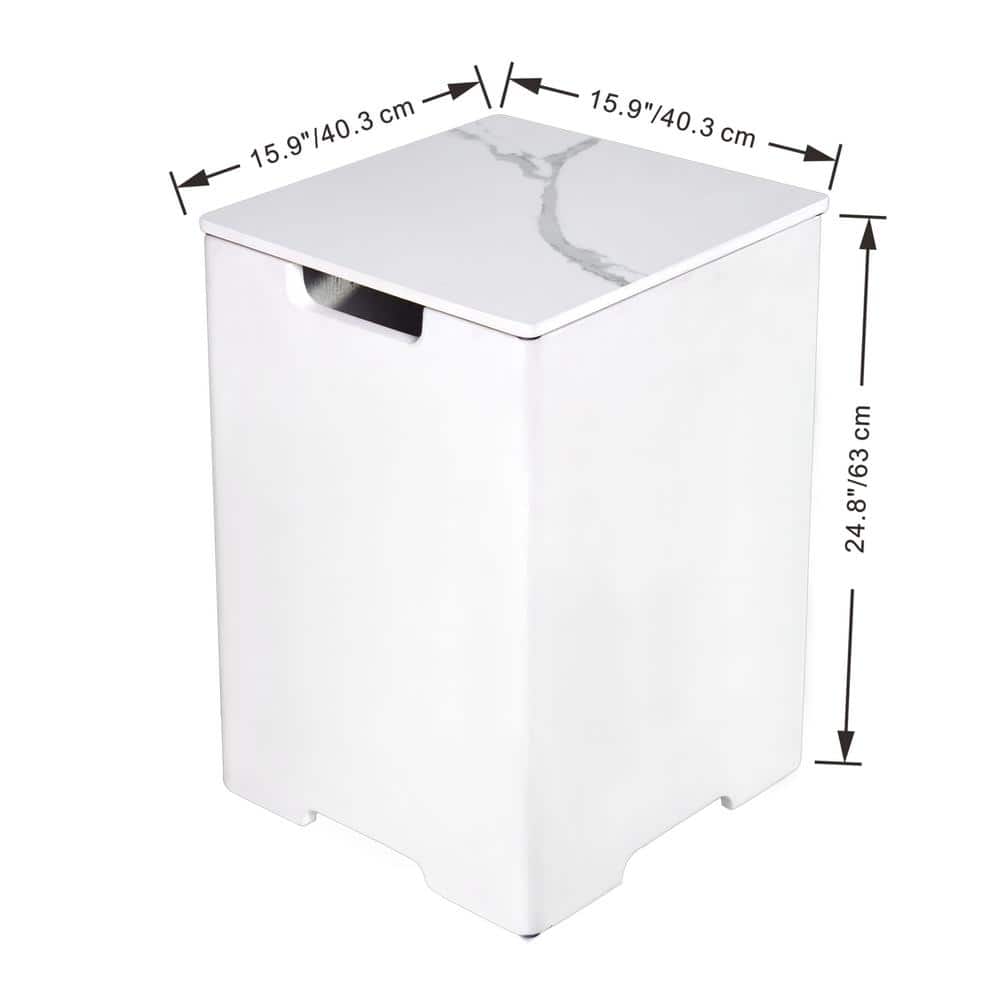 Elementi Elementi Plus 16 in. L x 16 in. W x 25 in. H Bianco White ...