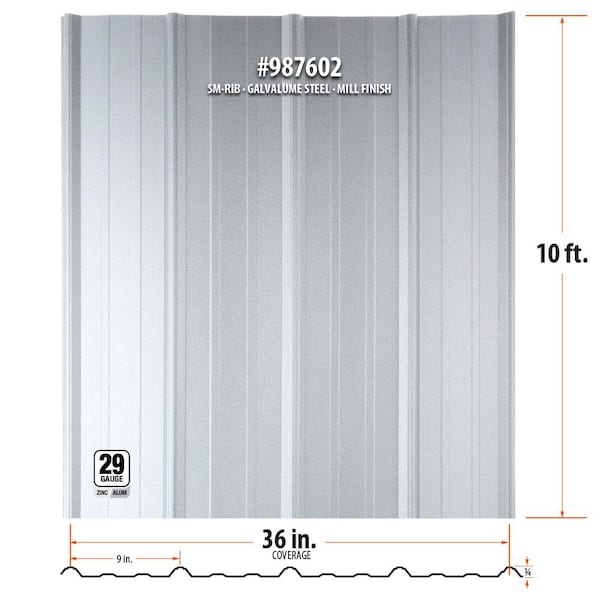 Gibraltar Building Products Sm Rib Galvalume Steel 29 Gauge Roof Siding Panel