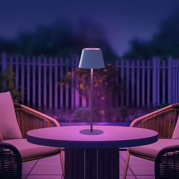 Onewish 2-Pack 4.6 in. Black Portable LED Lamp RGB Color Changing Table ...