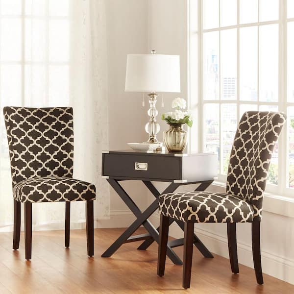 HomeSullivan Espresso Vulcan Black Pattern Fabric Parson Chair (Set of ...