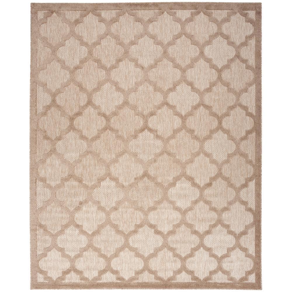 Nourison Easy Care Natural Beige 8 ft. x 10 ft. Geometric Contemporary ...