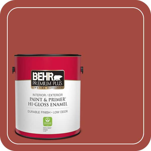 BEHR PREMIUM PLUS 1 gal. #170D-7 Farmhouse Red Hi-Gloss Enamel Interior ...