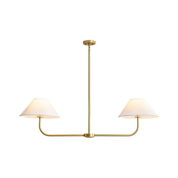 Rennnsan Remy 2-Light Modern Brushed Gold Linear Cone Fabric Large ...