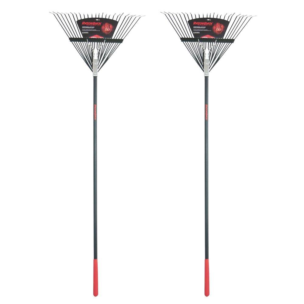 Razor-Back 51 in. Fiberglass Handle 24-Tine Steel Rake (Pack of 2 ...