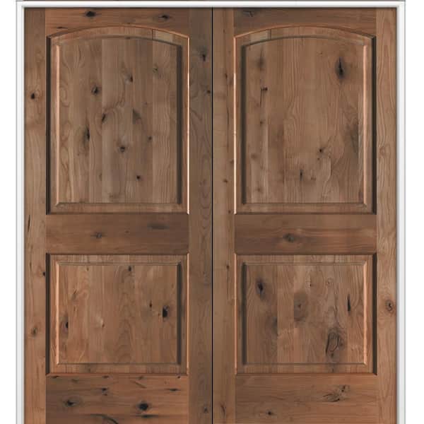 Reviews for Krosswood Doors 56 in. x 80 in. Rustic 2-Panel Arch Top ...
