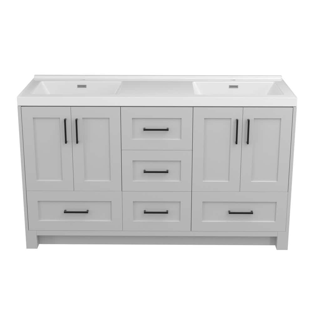 NTQ 60 in. W x 22 in. D x 36 in. H Bathroom Vanity Double Sink ...