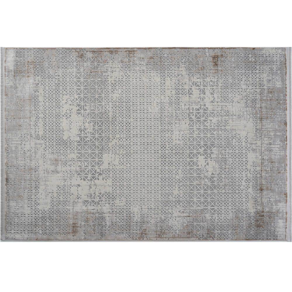 Benjara Trix Black, White and Brown 8 ft. x 10 ft. Geometric Area Rug ...