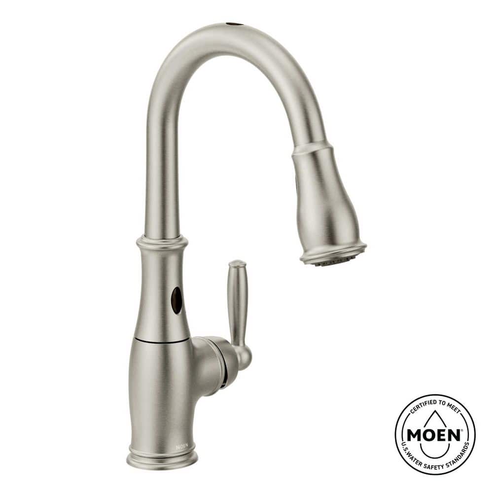 MOEN Brantford Spot Resist Stainless 15.5 in. H Touchless Pull Down ...