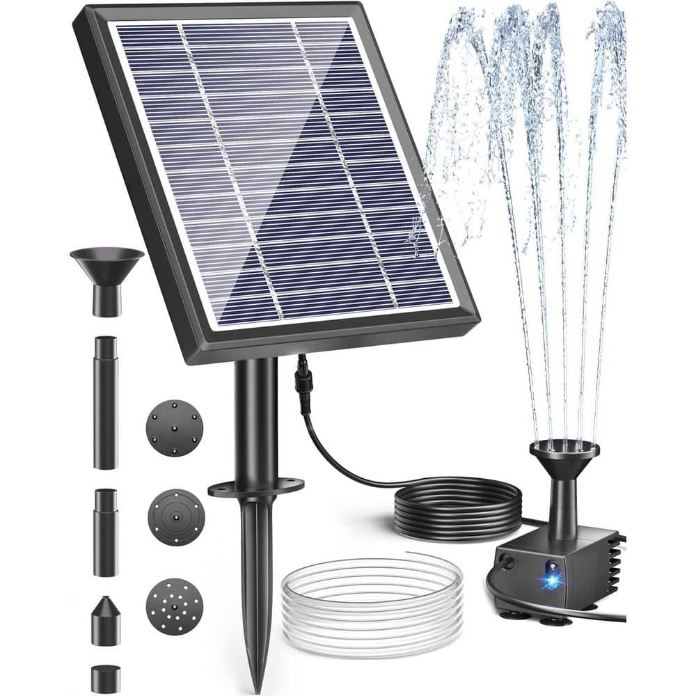Phewnyzo Solar Fountain Kit for Bird Bath Pond and Fish Tank with 4 ft ...