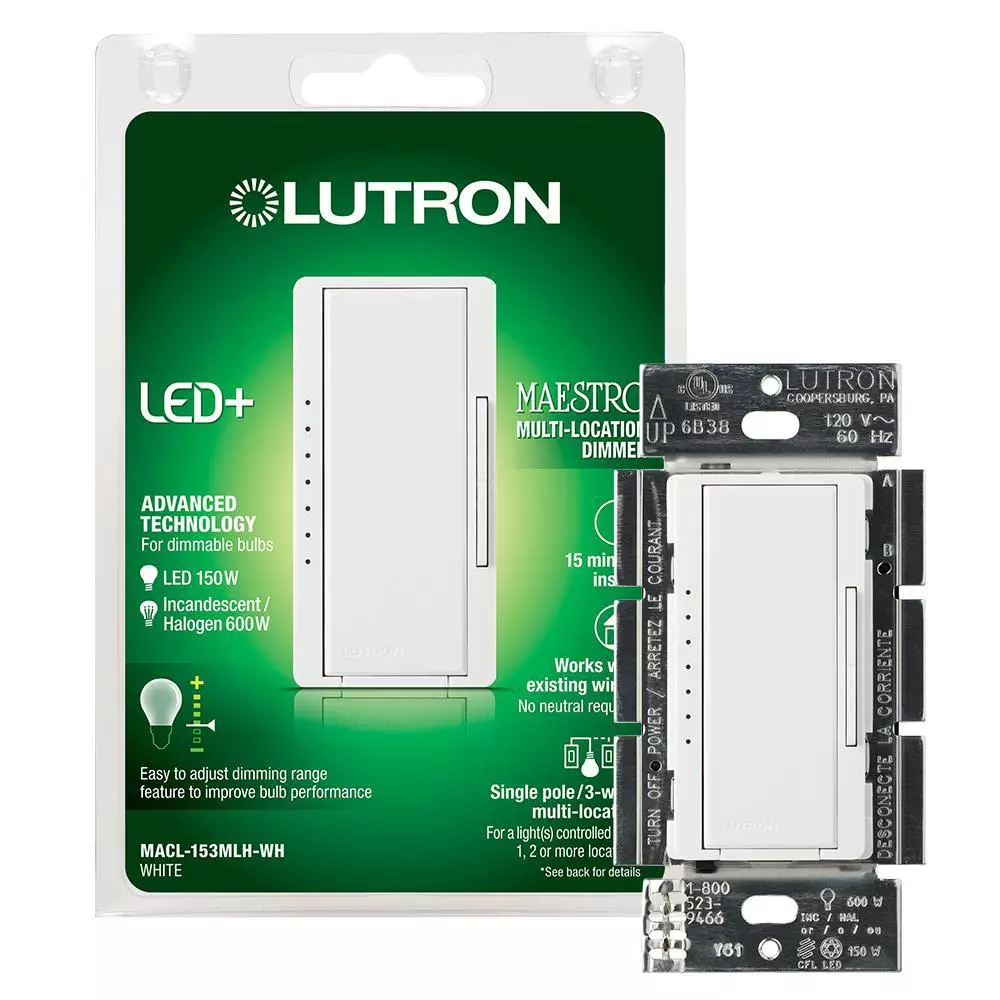 Lutron Maestro LED+ Dimmer Switch for Dimmable LED, Halogen and ...