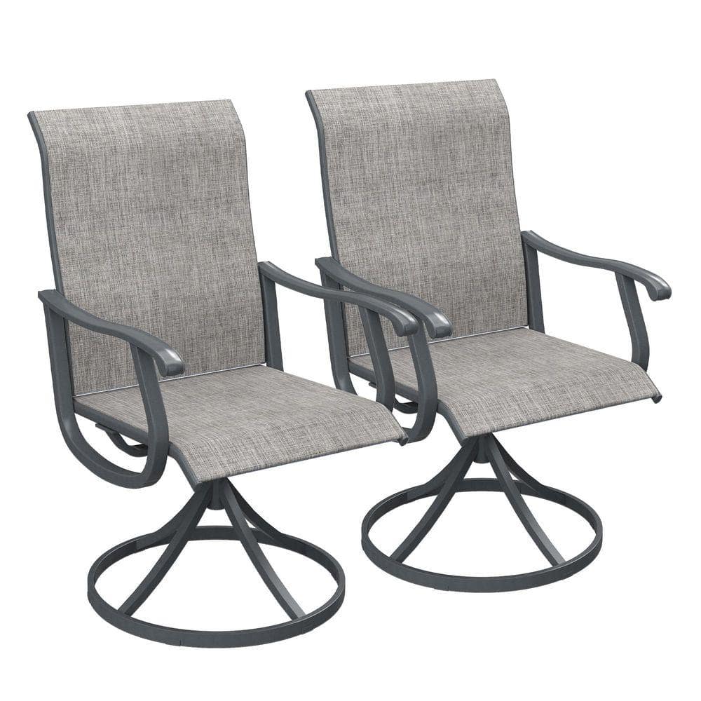 DIFY Grey Swivel Patio Chairs, 360° Outdoor Dining Chairs with Metal ...