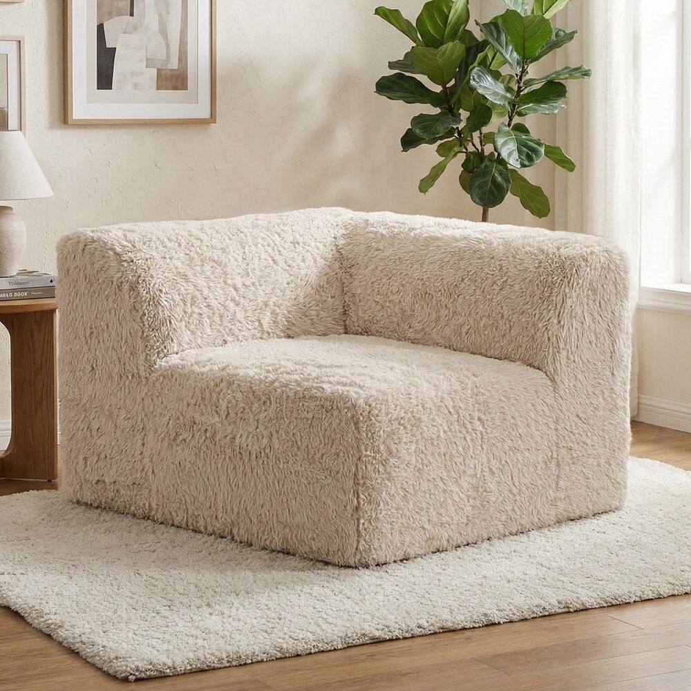 Furniture of America Getty Sand Faux Fur High Density Foam Modular ...