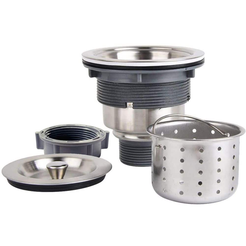 Numhew 3.85 in. H x 4.45 in. W x 4.45 in. D Silver Sink Drain Kit with ...