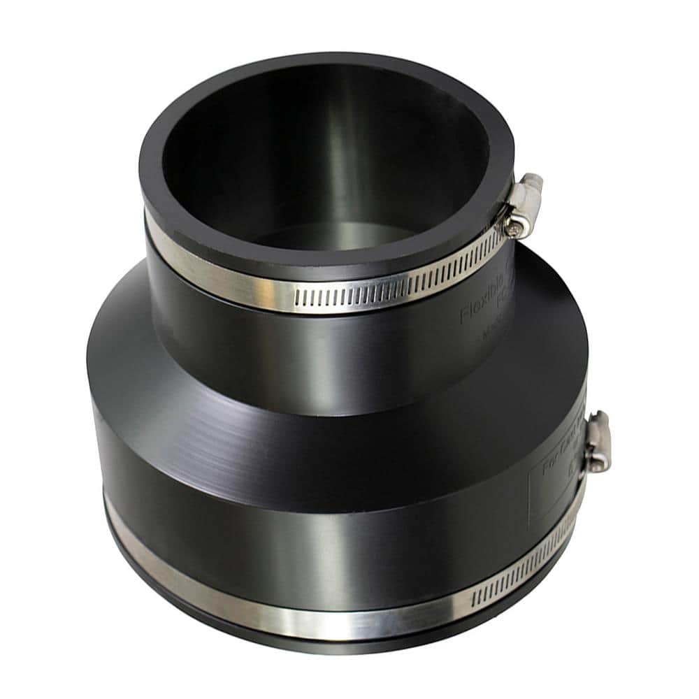 PLUMBFLEX 6 in. x 4 in. PVC Flexible Reducing Coupling with Stainless ...