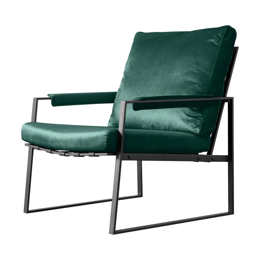 Green Modern Relax Single Arms Chair with Velvet Cushion BellaGN ...