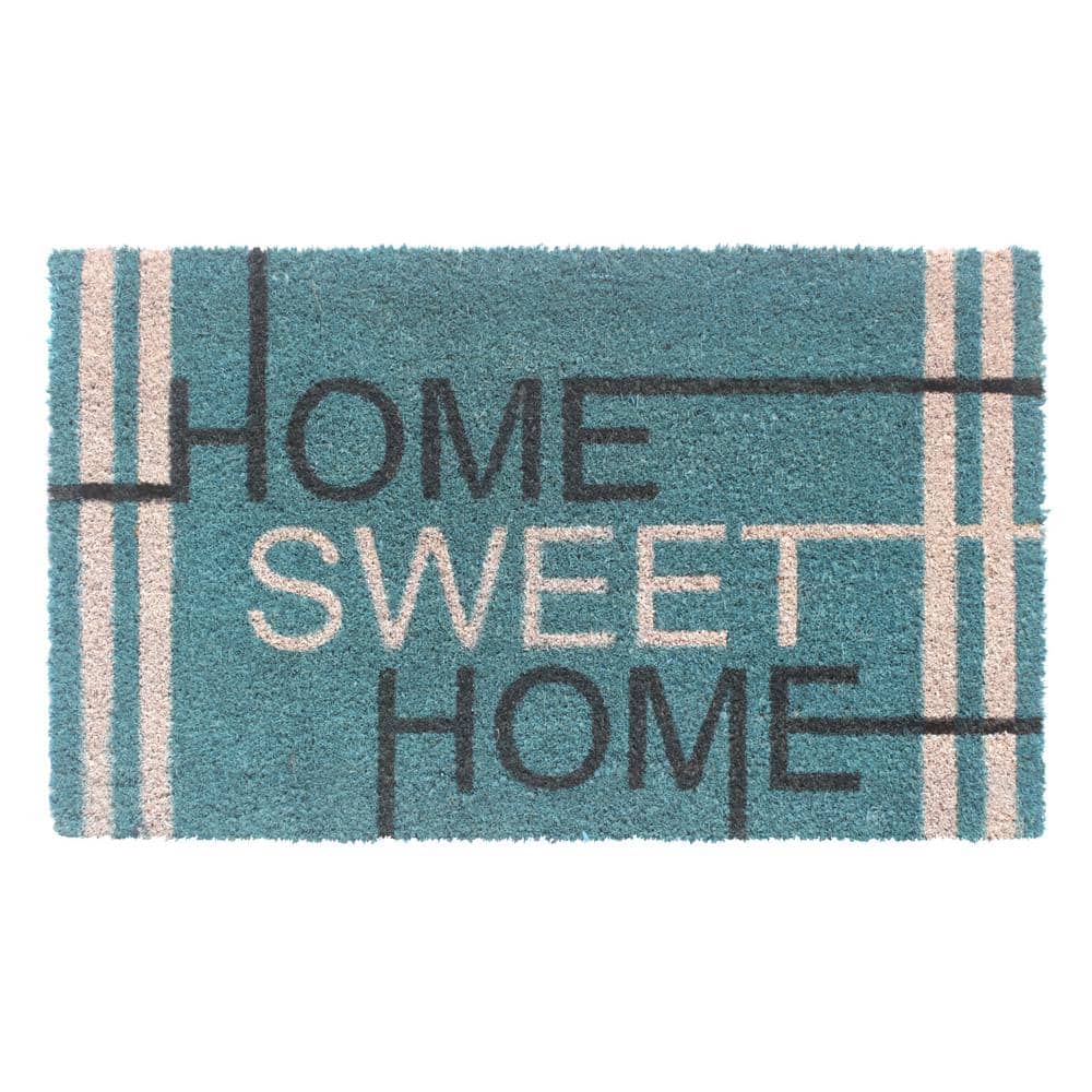 RugSmith Home Sweet Home Teal Multi 30in. x 18in. Door Mat DM12752 ...