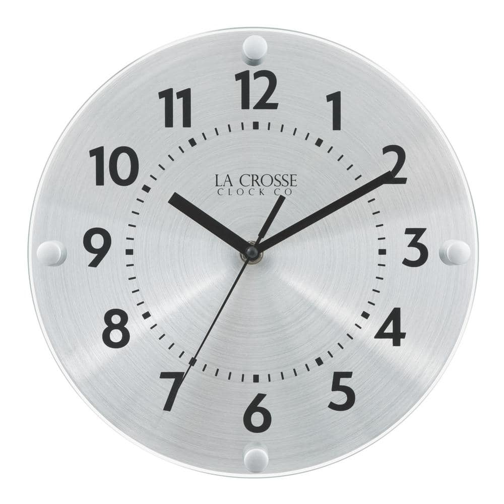 La Crosse Clock 10 In. Orion Metal Analog Quartz Wall Clock with Silent ...