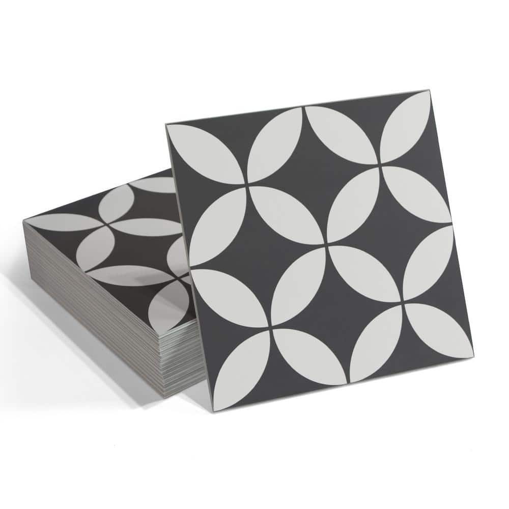 sunwings Patterned Gray 9 in. x 9 in. SPC Coin Peel and Stick ...