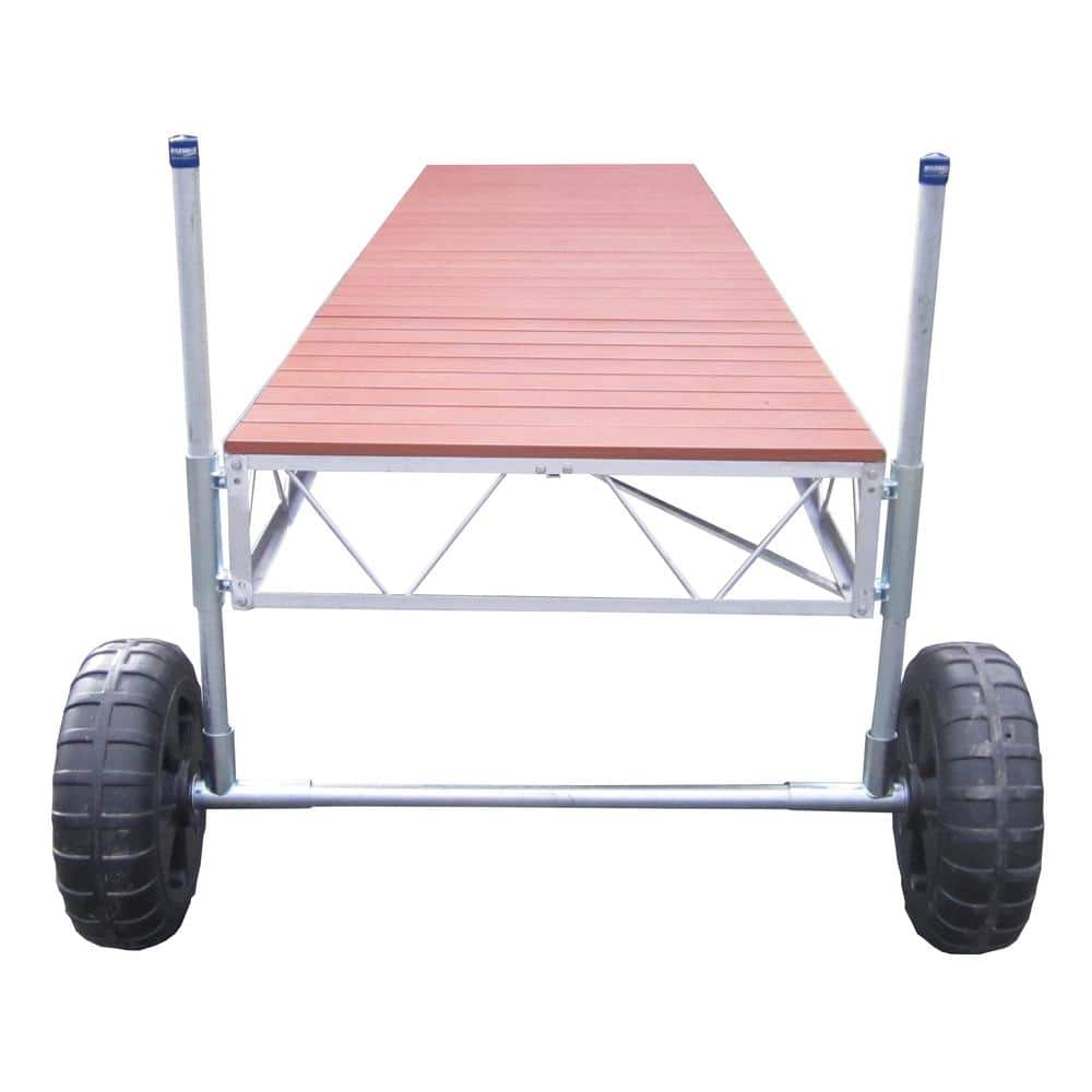 Patriot Docks 24 ft. Straight Roll-in Dock with Brown Aluminum Decking ...