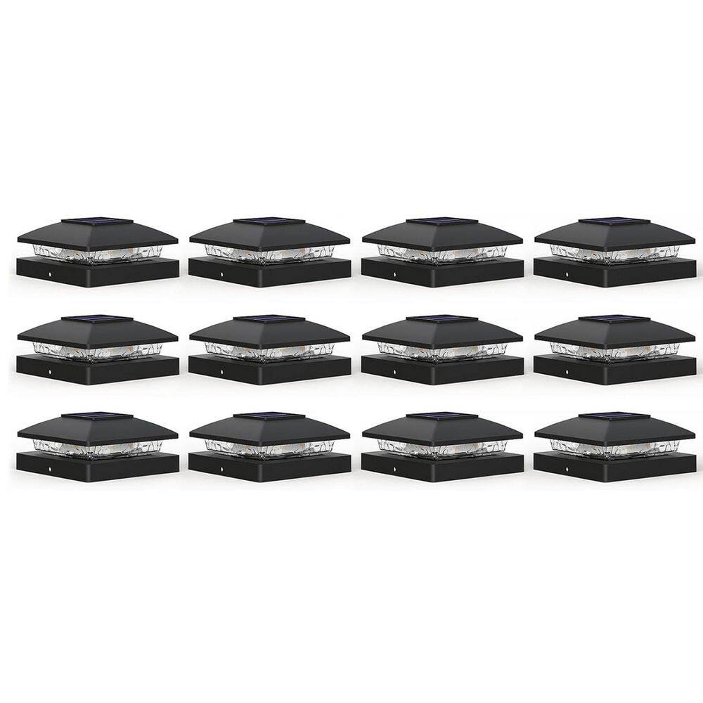 Afoxsos 12-Pack IP64 Waterproof Solar Post Cap Lights for 4 x 4 Posts ...