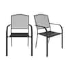 Mondawe Black Steel Mesh Outdoor Dining Chair for Deck Lawn Garden (Set ...