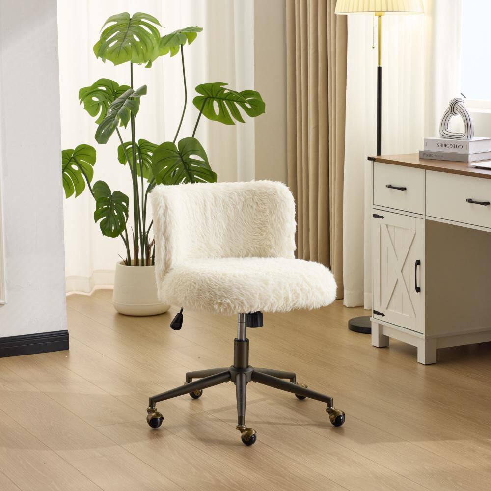 Karl home Velvet Fabric Adjustable Height Swivel Task Chair in Pearl ...