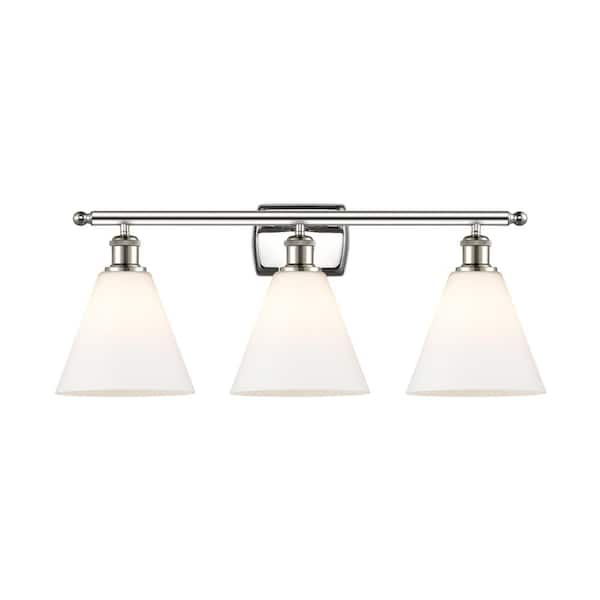 Innovations Berkshire 28 in. 3-Light Polished Nickel, Matte White ...