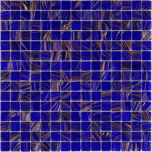 Apollo Tile Celestial Glossy Royal Blue and Gold 12 in. x 12 in. Glass ...