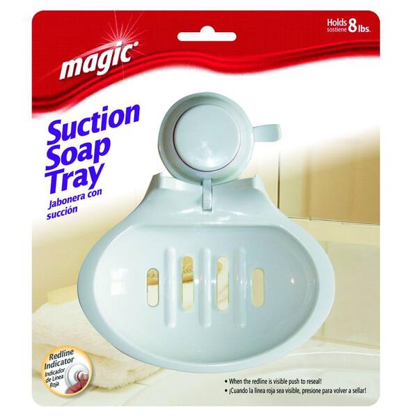 Magic Suction Soap Tray in White 1924 - The Home Depot