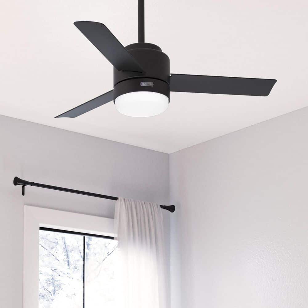 Hunter Gilmour 44 in. Indoor/Outdoor Matte Black Ceiling Fan with Light ...