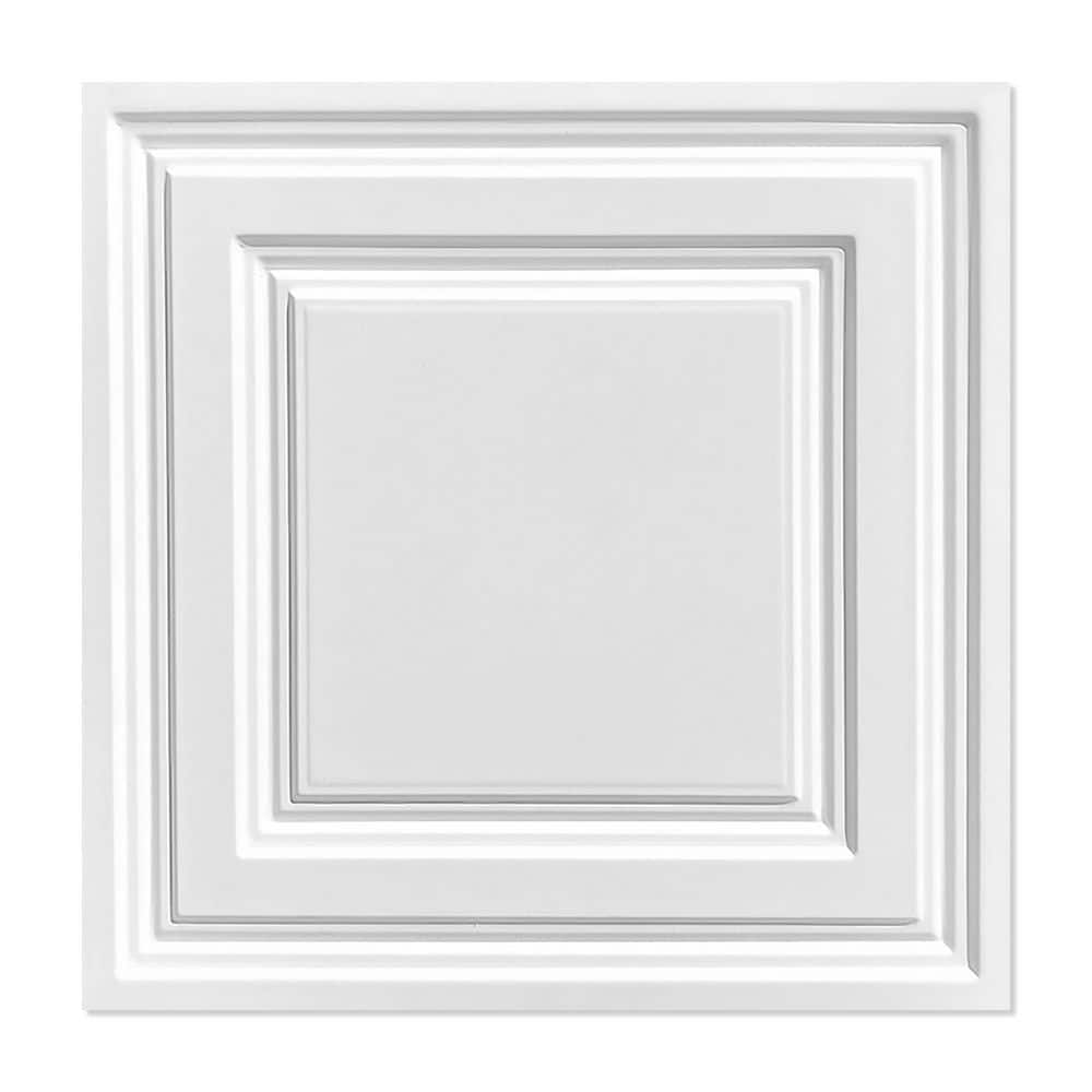 Gigrwiin White 2 ft. x 2 ft. Decorative Smooth Ceiling Tile 48 (sq. ft ...