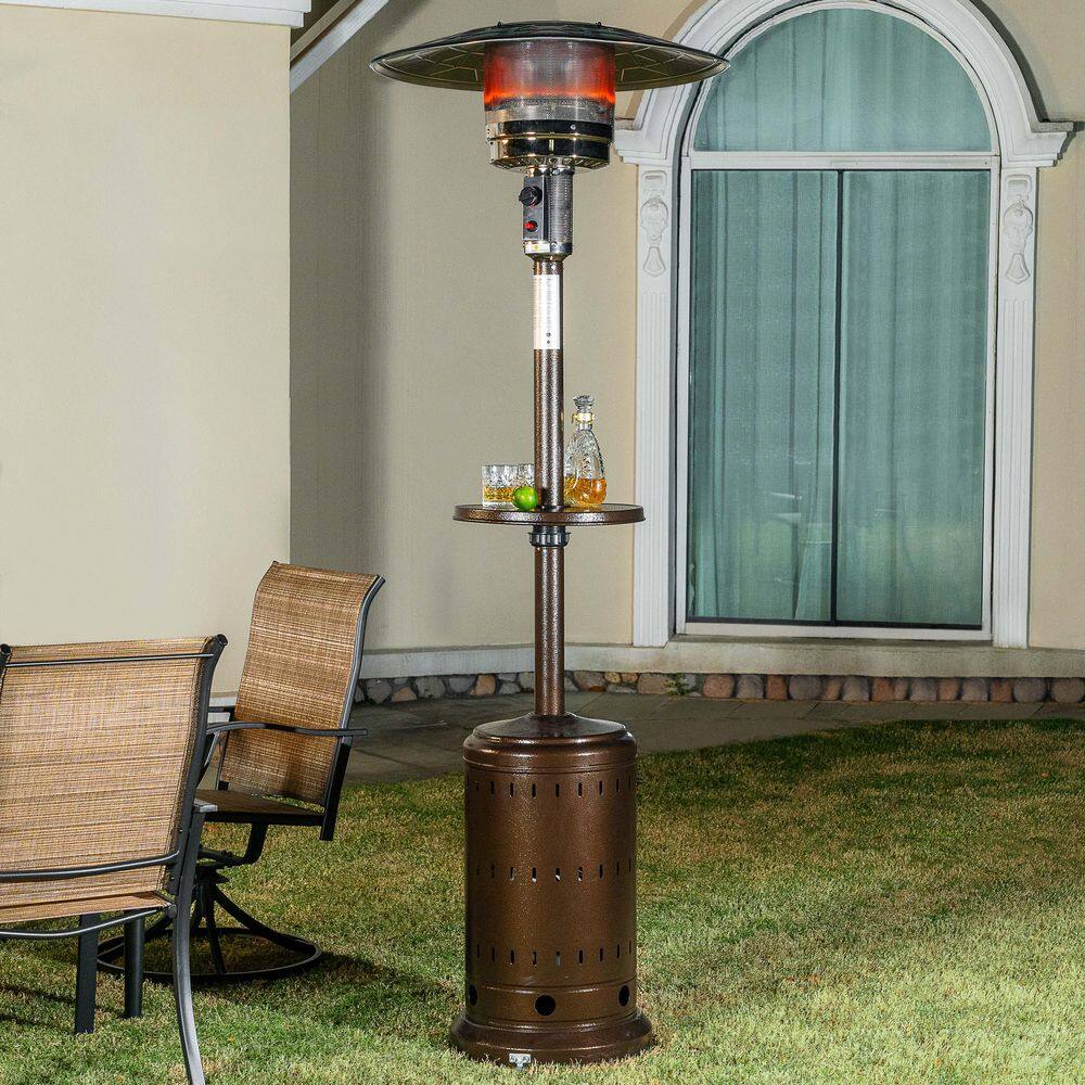 Nuu Garden 46,000 BTU Metal Brown Propane Gas Patio Heater with Wheels ...