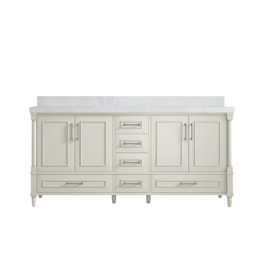 Willow Collections Hudson 72 in. Double Sink Freestanding Alabaster ...