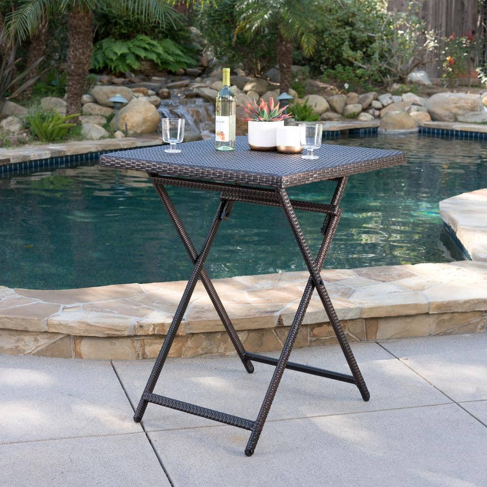 Noble House Margarita Outdoor Multibrown Wicker Bar Table
