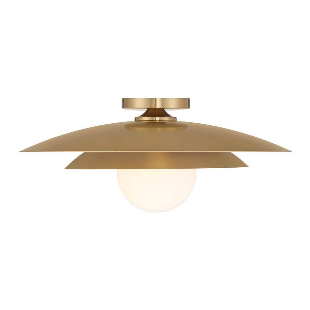 Savoy House Sherrer 20 in. 1-Light Warm Brass Mid-Century Modern Semi ...