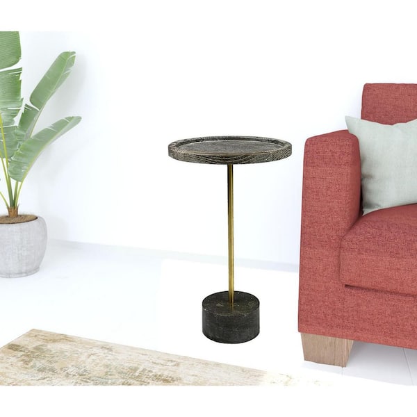 HomeRoots 13 in. Brown Round Wood End Table 2000488554 - The Home Depot