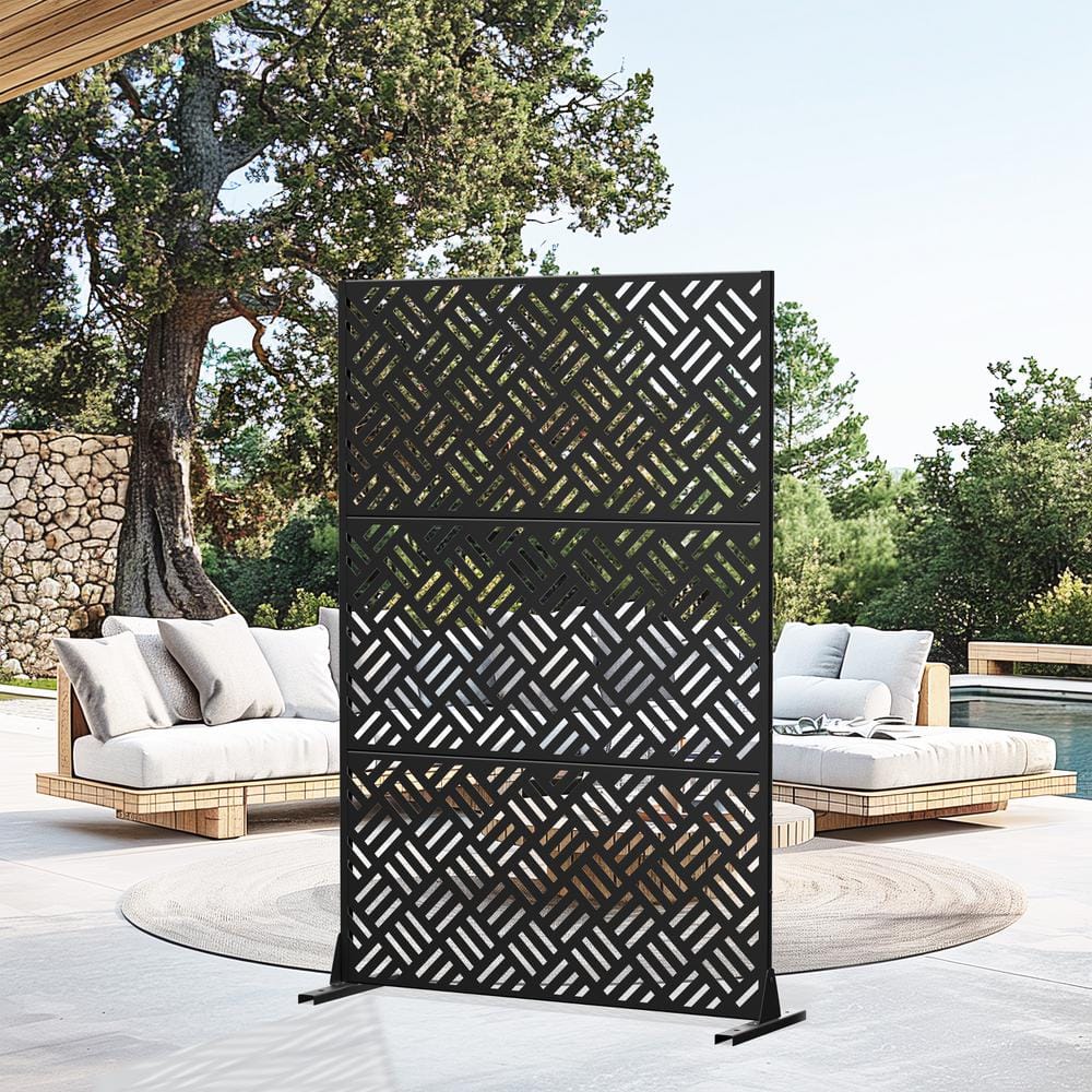 Dovelina 72 in. Carl Metal Outdoor Garden Fence Privacy Screen Garden ...