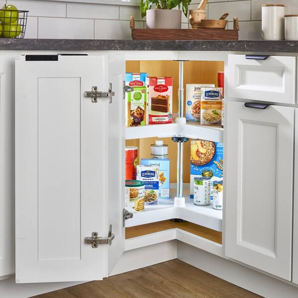 Rev A Shelf 3472 24 11 52 24 Inch White Polymer Kidney 2 Shelf Lazy Susan Set